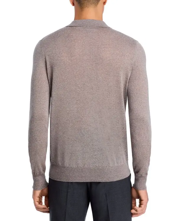 Canali Merino Knit Polo Sweater - Medium Brown