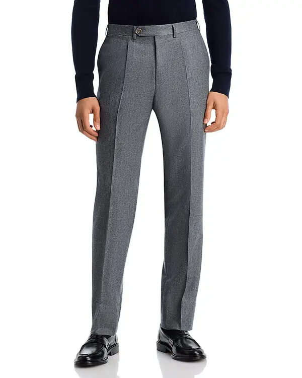 Canali Monza Slim-fit Pleated Wool Flannel Trousers - Grey