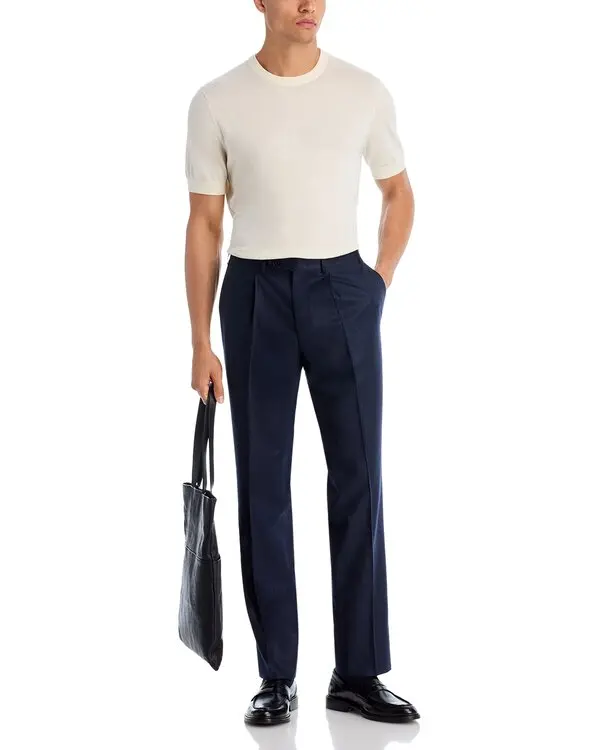 Canali Monza Slim-fit Pleated Wool Flannel Trousers - Navy