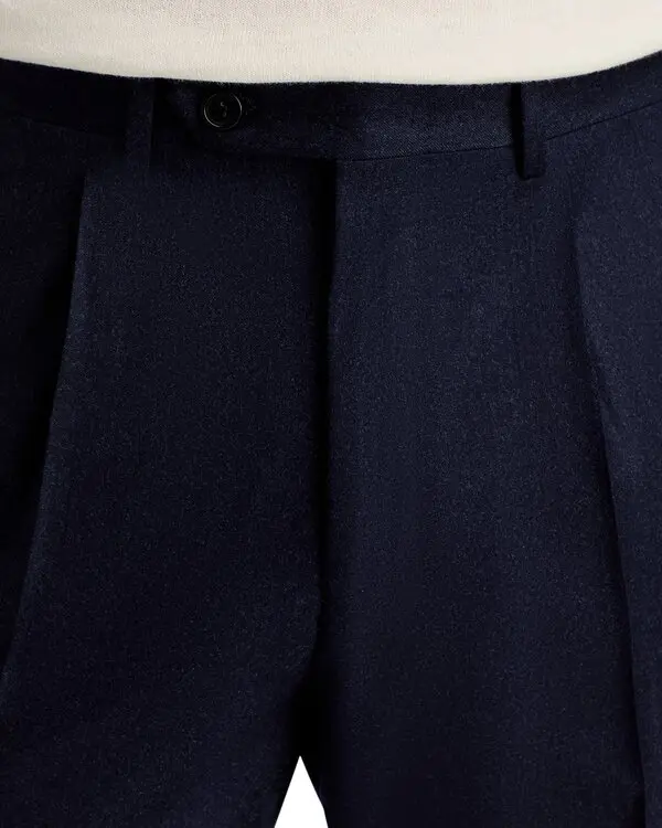 Canali Monza Slim-fit Pleated Wool Flannel Trousers - Navy