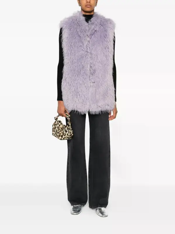 Patrizia Pepe Crew-neck Faux Fur Gilet - Purple