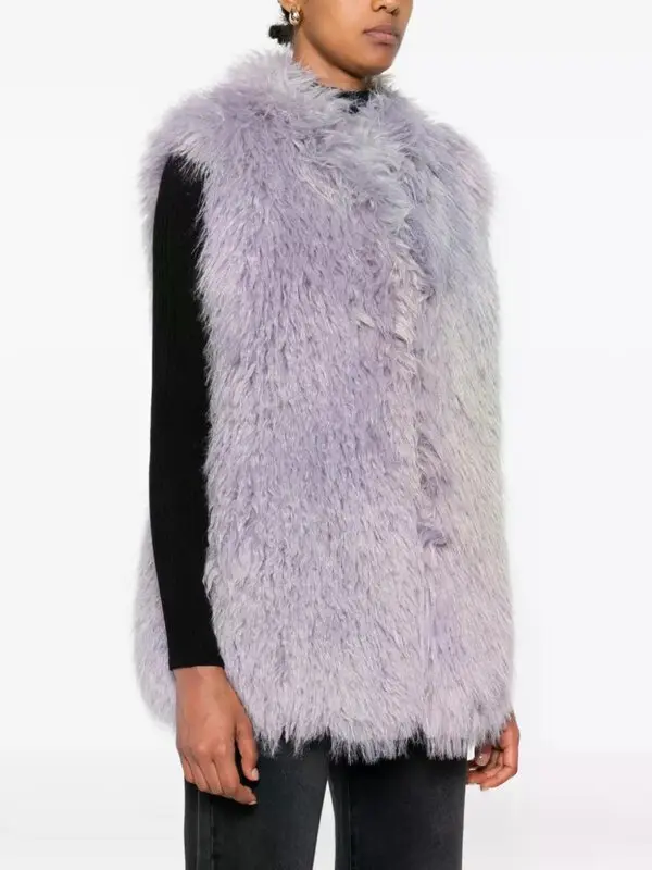 Patrizia Pepe Crew-neck Faux Fur Gilet - Purple