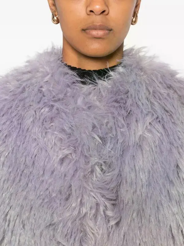 Patrizia Pepe Crew-neck Faux Fur Gilet - Purple