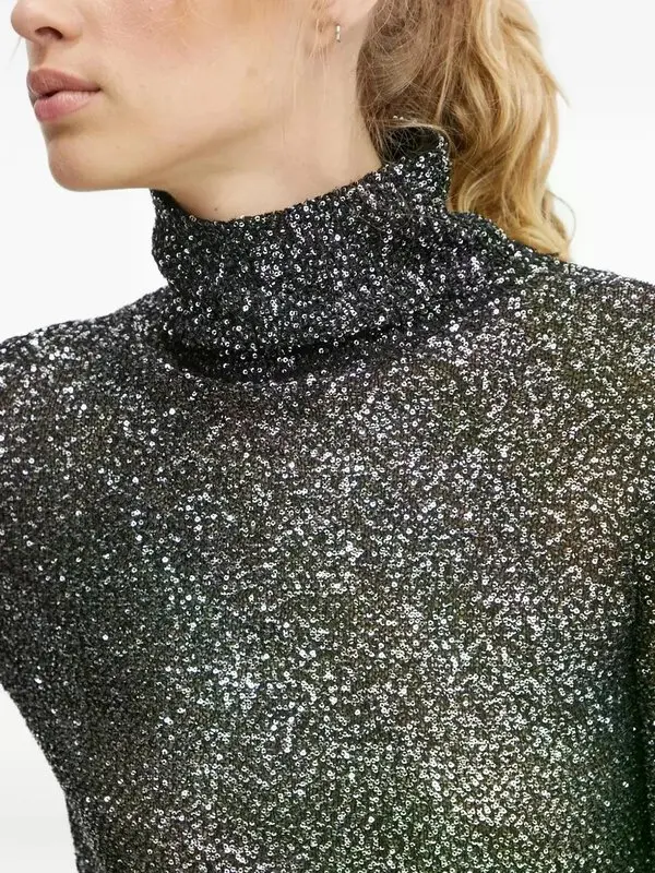 A.L.C. Sequin Embellished Turtleneck Top