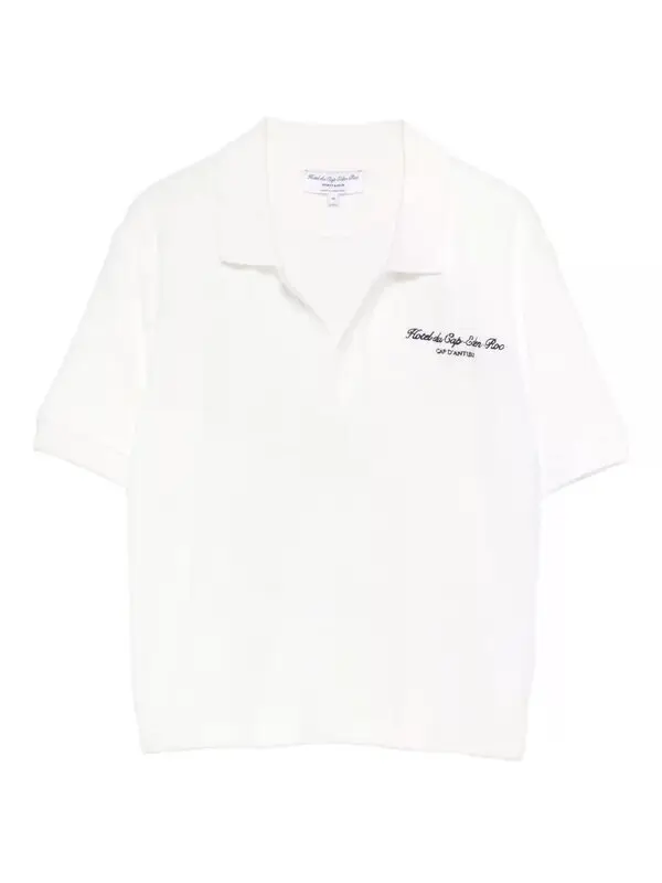 SPORTY & RICH Embroidered Cotton Polo Top - White