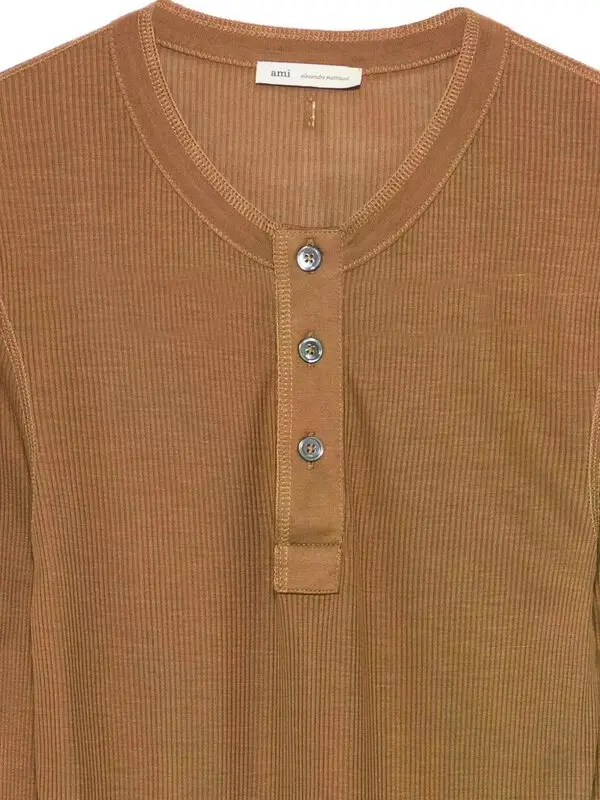 AMI Paris Ribbed Henley Top