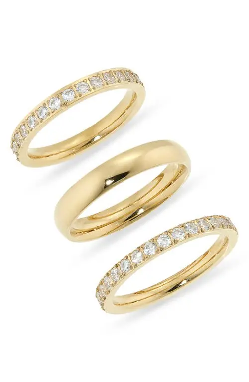 Nordstrom Set Of 3 Stackable Rings - Clear- Gold
