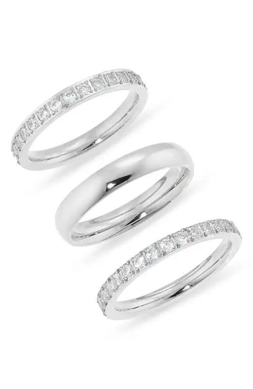 Nordstrom Set Of 3 Stackable Rings - Clear- Silver