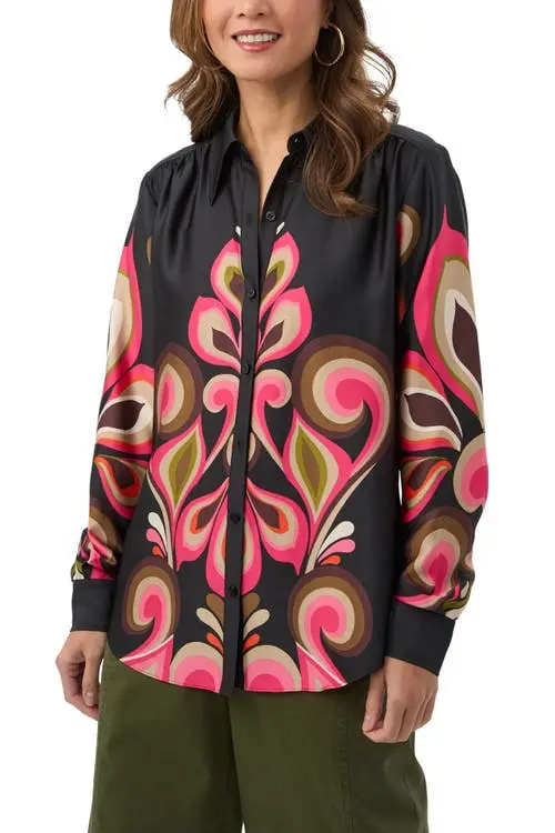 Trina Turk Cassavetes Border Printed Button-up Top