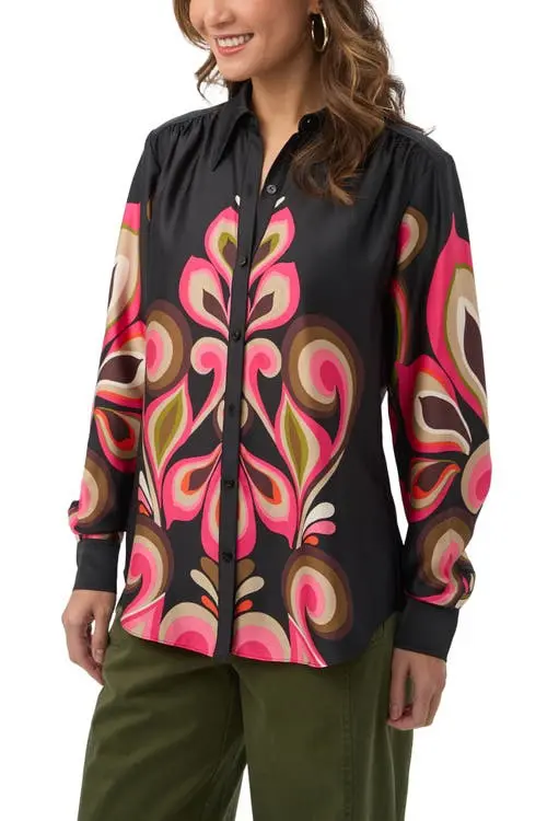 Trina Turk Cassavetes Border Printed Button-up Top