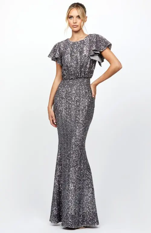 BARIANO Teresa Flutter Sleeve Gown