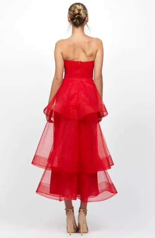 BARIANO Mae Tiered Ruffle Midi - Red