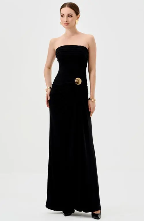 BARIANO Keria Strapless Gown With Draped Waist