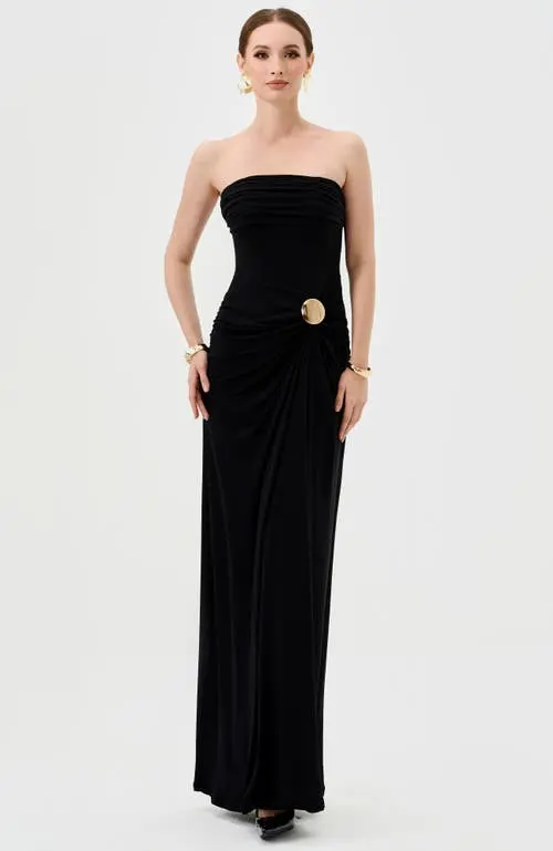 BARIANO Keria Strapless Gown With Draped Waist