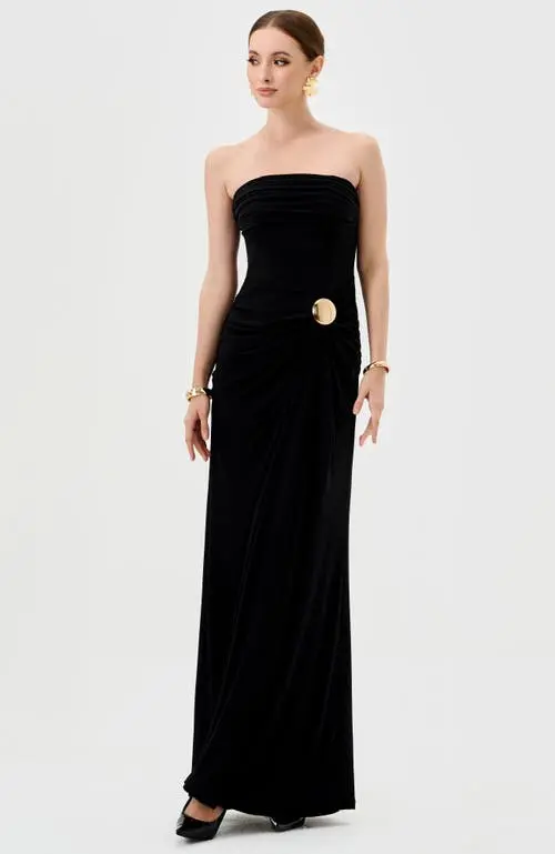 BARIANO Keria Strapless Gown With Draped Waist