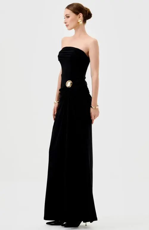 BARIANO Keria Strapless Gown With Draped Waist