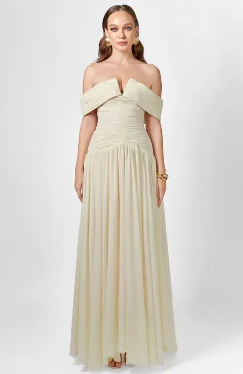 BARIANO Keecia Off-shoulder Chiffon Gown