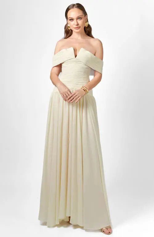 BARIANO Keecia Off-shoulder Chiffon Gown