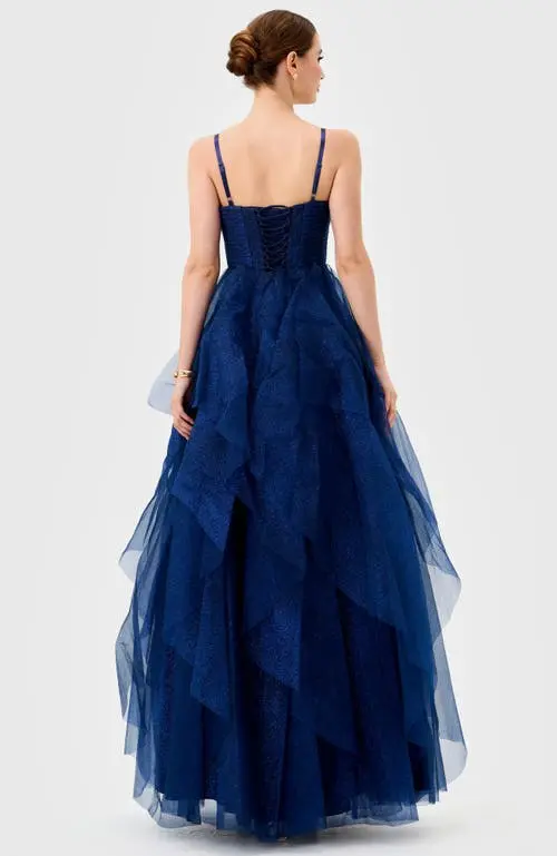 BARIANO Solenne Tiered Ball Gown - Navy