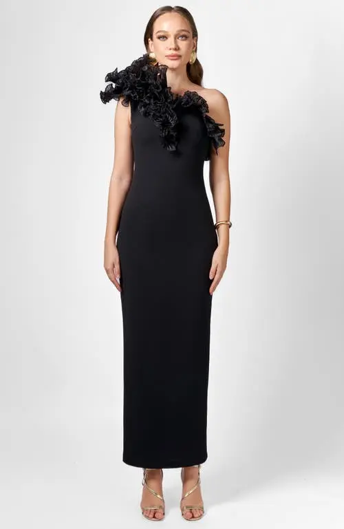 BARIANO Elena One Shoulder Ruffle Midaxi Gown