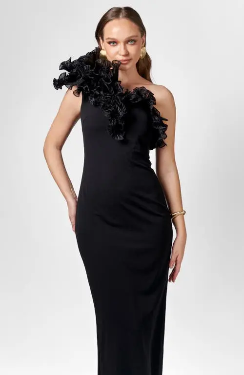 BARIANO Elena One Shoulder Ruffle Midaxi Gown