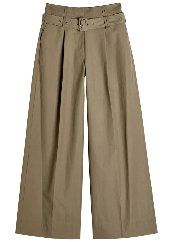 Simone Rocha Belted Cotton-blend Poplin Wide-leg Trousers