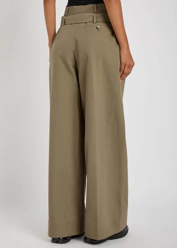 Simone Rocha Belted Cotton-blend Poplin Wide-leg Trousers