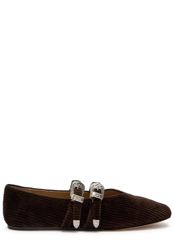 Le Monde Beryl Claudia Corduroy Ballet Flats - Brown