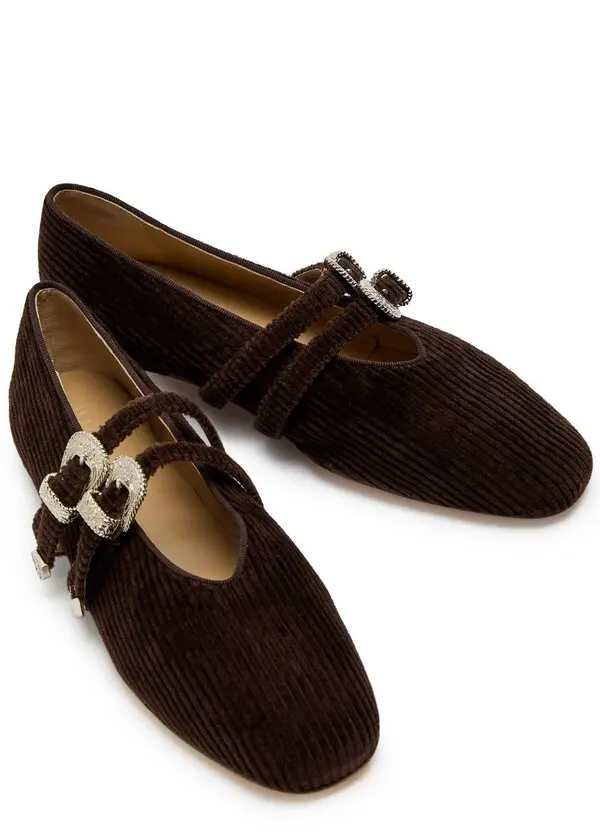 Le Monde Beryl Claudia Corduroy Ballet Flats - Brown