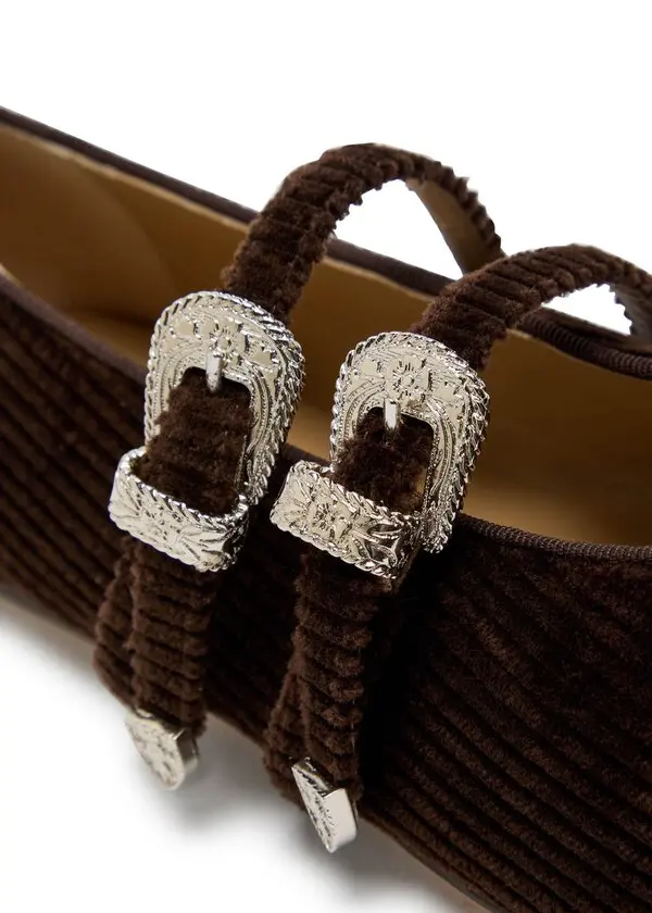 Le Monde Beryl Claudia Corduroy Ballet Flats - Brown
