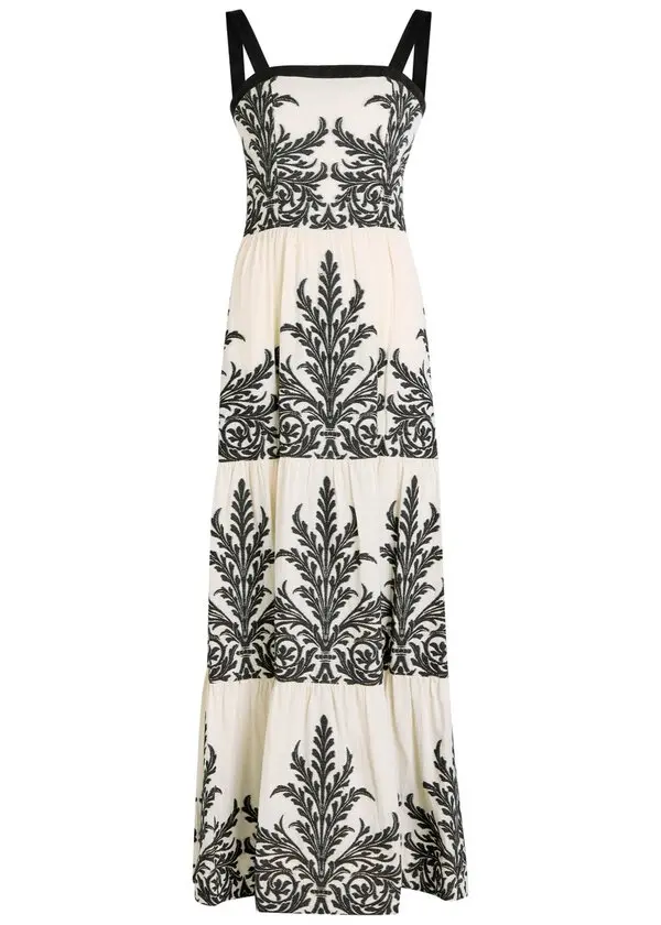 Alice + Olivia Saige Tiered Cotton Maxi Dress - Black