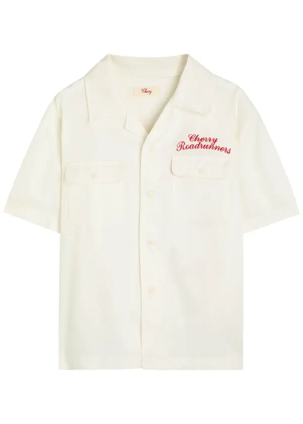 CHERRY LOS ANGELES Roadrunner Embroidered Satin-twill Shirt - White