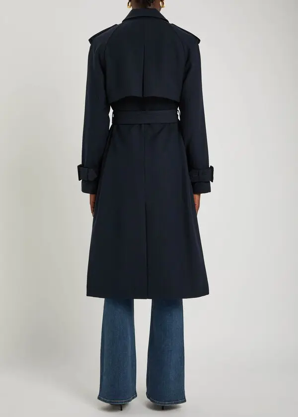 Veronica Beard Double-breasted Twill Trench Coat - Navy