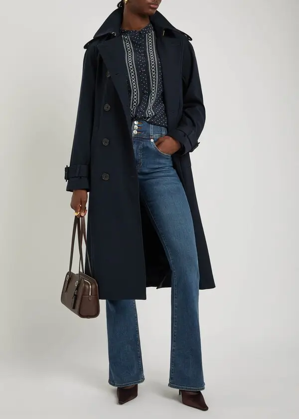 Veronica Beard Double-breasted Twill Trench Coat - Navy