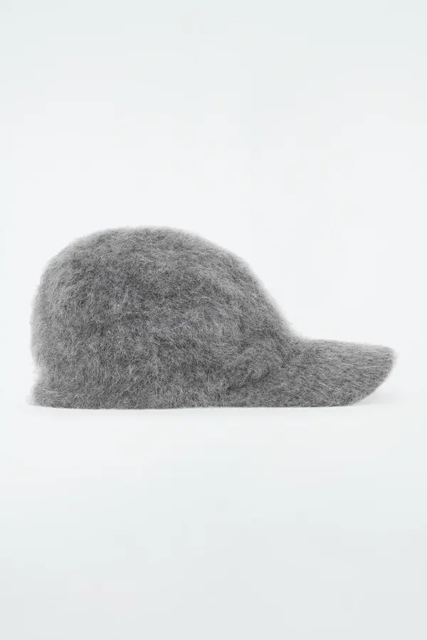 Cos Brushed-cashmere Baseball Cap - Gray