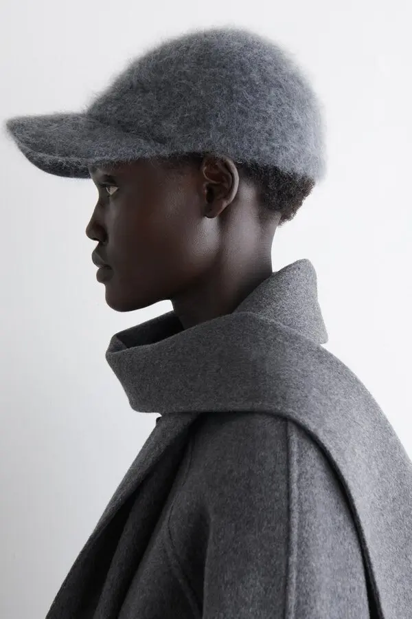 Cos Brushed-cashmere Baseball Cap - Gray