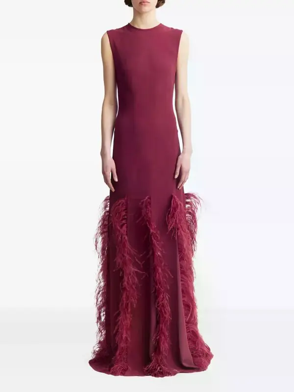 16Arlington Lett Feather-trim Maxi Dress