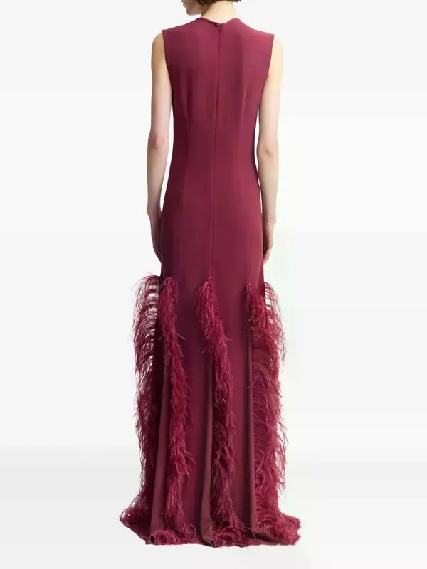 16Arlington Lett Feather-trim Maxi Dress