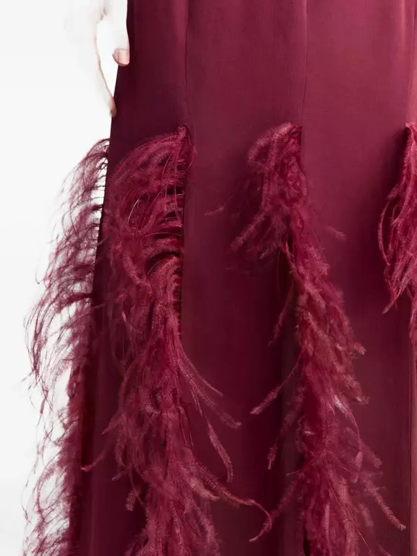 16Arlington Lett Feather-trim Maxi Dress