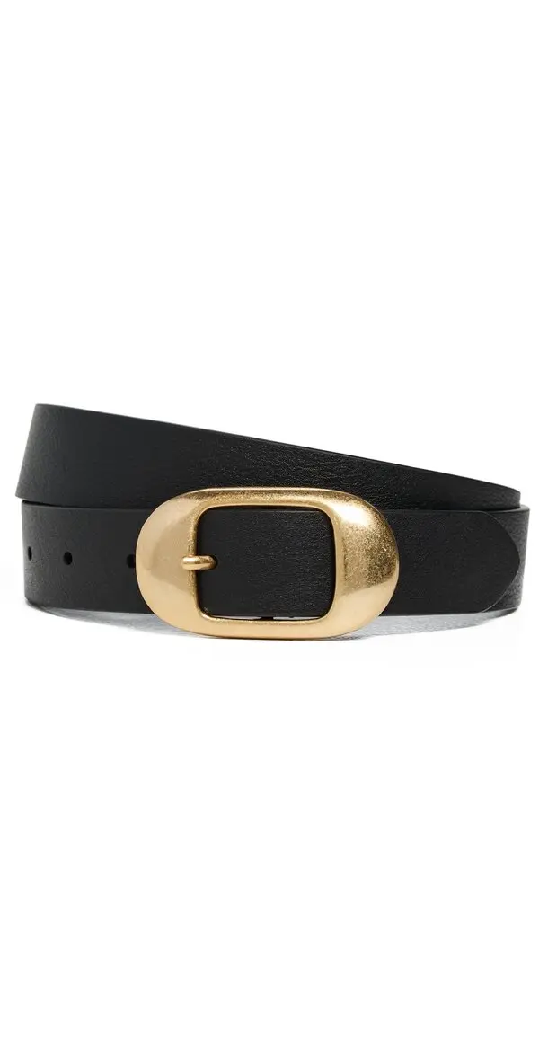FAVORITE DAUGHTER Skinny Cowhide Belt - Black/antique Brass