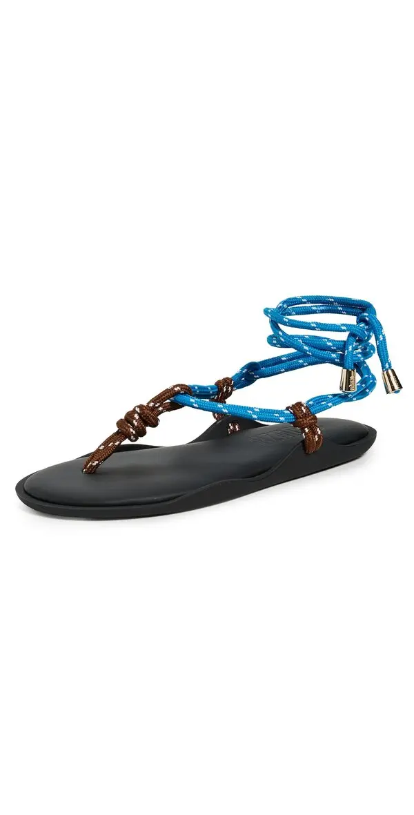 Flowze Rope Tie Sandals - Brown/sky Blue