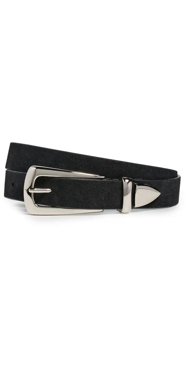 FAVORITE DAUGHTER Suede Leather Belt - Black/polished Nic