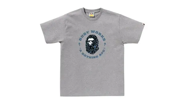 A BATHING APE Wild Leopard Pattern Busy Works Sta Tee Shirt