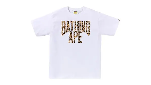 A BATHING APE Wild Leopard Pattern Nyc Logo Tee Shirt - White/beige