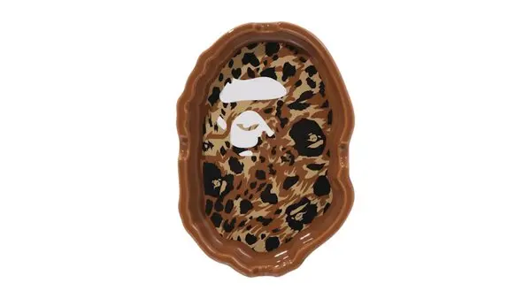 A BATHING APE Wild Leopard Pattern Ape Head Ashtray - Beige