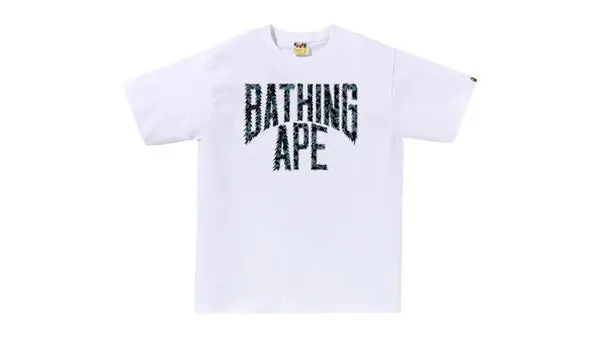 A BATHING APE Wild Leopard Pattern Nyc Logo Tee Shirt - White/navy Blue