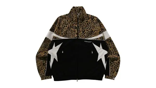 A BATHING APE Leopard Print Track Jacket - Black