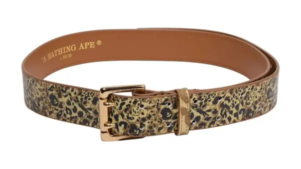 BAPE Patterned Leather Belt - Beige