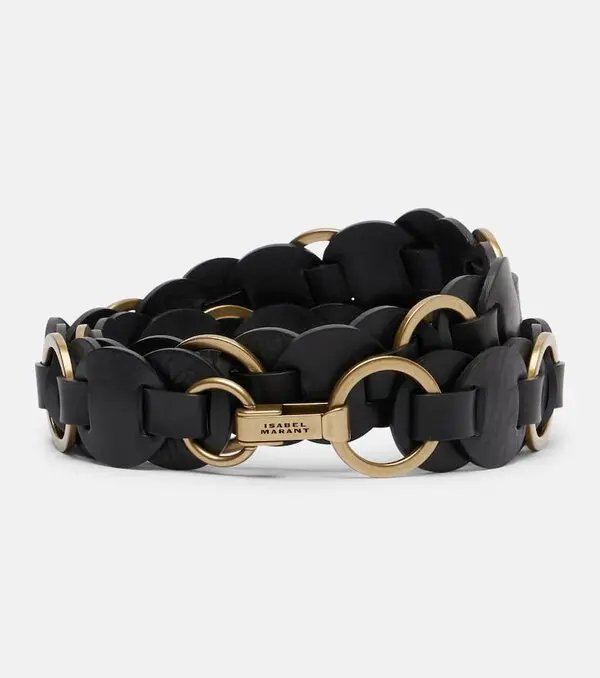 Isabel Marant Iota Braided Embellished Leather Belt - Black