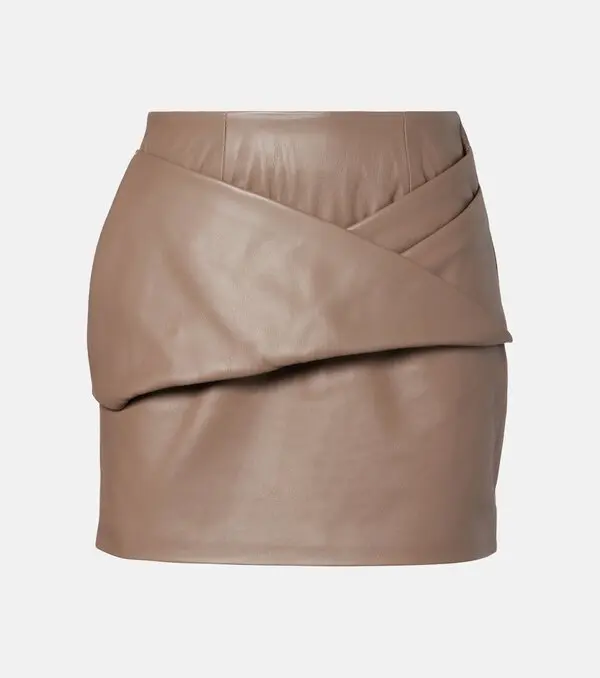 Tove Liss Pleated Leather Miniskirt - Beige